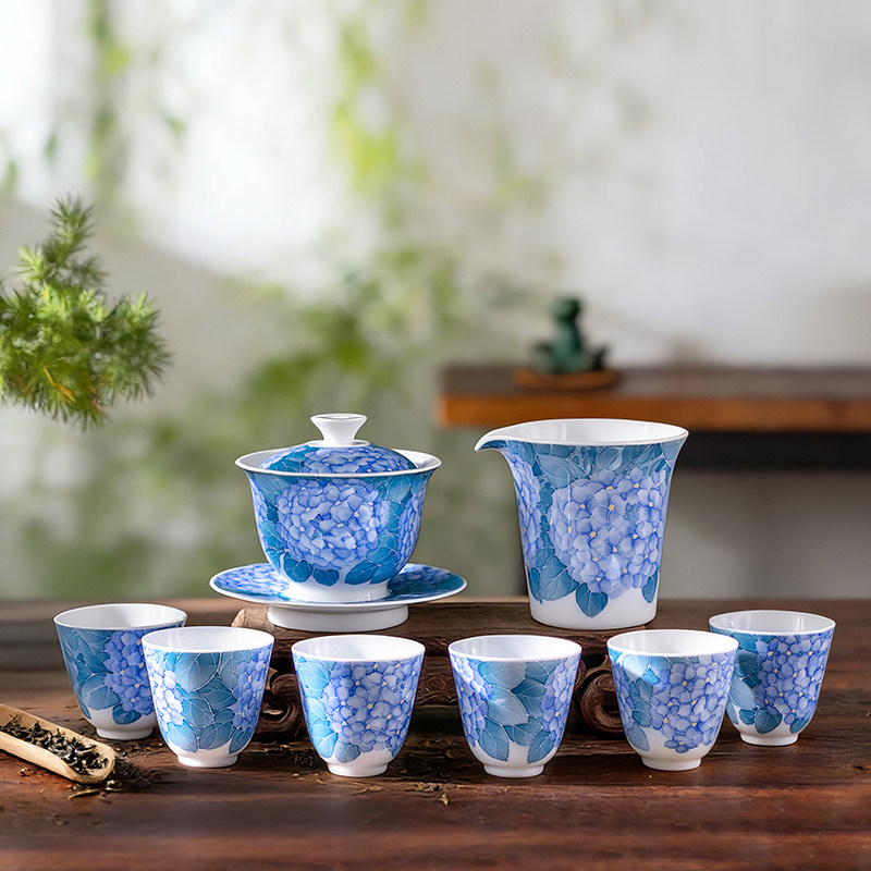 锦绣前程功夫茶具八旬国宝级大师釉下五彩纯手绘陶瓷盖碗高档茶器