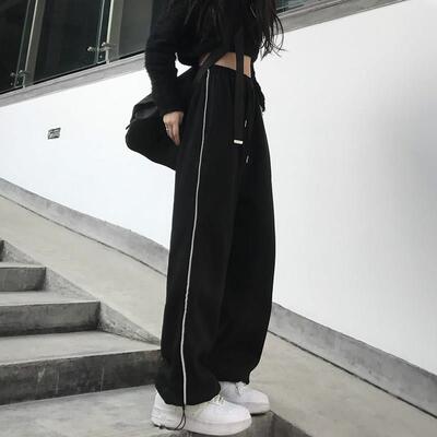 泫雅Lisa同款嘻哈高腰宽松显瘦运动厚棉裤爵士风格街舞休闲 长裤