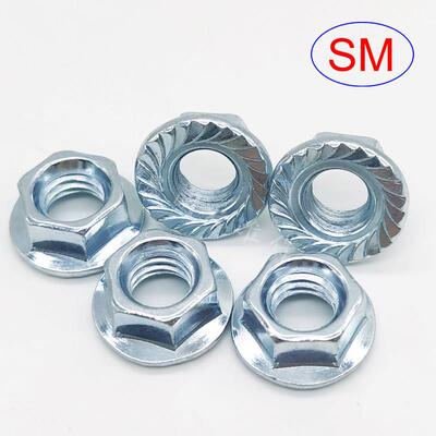 镀锌法兰螺母六角防松螺钉带垫防滑螺母Gb6177 M3-M16