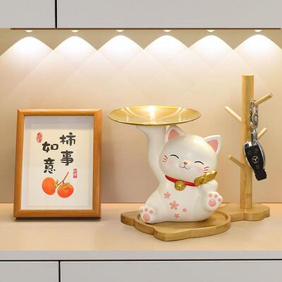 可爱招财盘猫摆件玄托摆件多发财猫QK-014礼色品前台桌面装饰礼葫