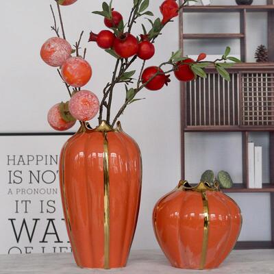 轻陶瓷ZSD花瓶摆件客厅视酒奢柜餐桌家仿真干花插花电居装饰品