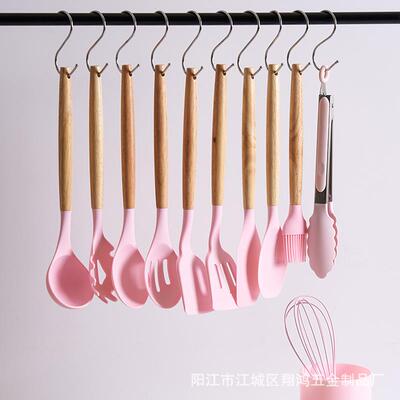 木柄硅胶厨具12件套锅饪DMM不粘锅收勺纳桶铲礼烹品套装