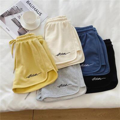 Solid color mid waist casual short for women纯色高腰休闲短裤