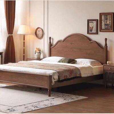 美北黑胡BRJ木全实木美复古大板床樱桃木家桃用式卧室中古风双人