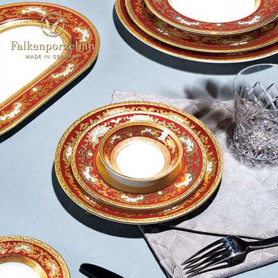 德国进口Falken陶瓷餐具欧式24K金奢华杯碗碟高端酒店摆台套装