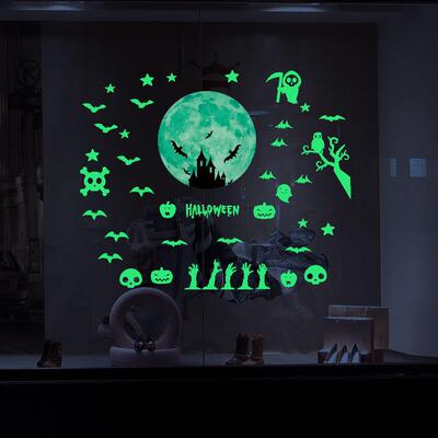 Halloween新款万圣节夜光套装墙贴 鬼屋床头玄关装扮厂家直销