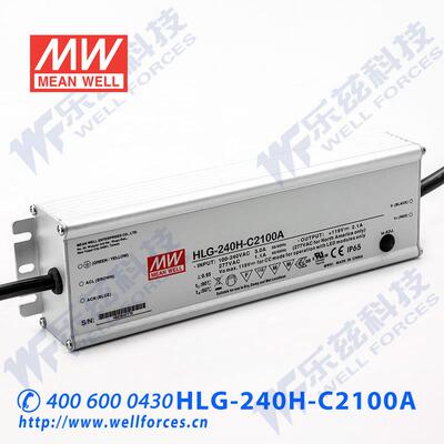 250W明纬1400mA恒流可调调光LED电源HLG-240H-C1400AB 89-179V