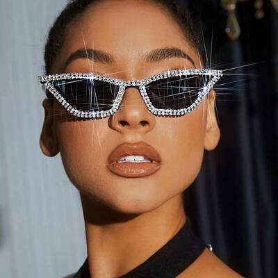 1PC Rhinestone Sunglasses Party Glasses Cat eye Sunglasses C