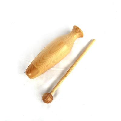 正品儿童木质木鱼音 尔夫乐器 乐打形击教奥具 亲子玩具鱼梆子