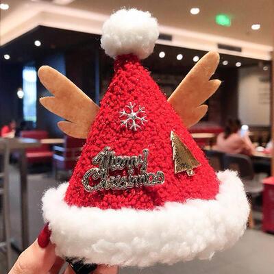 Cute Christmas Hat Hair Clips Headwear Adult Children 1 Pair