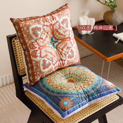 Ethnic Style All-Season Cotton and Linen Seat Cushion for Of
