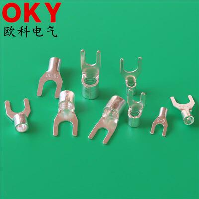 厂家UT4-5接线鼻子UT4-6叉形裸端子铜线耳UT4-4冷压接线端头
