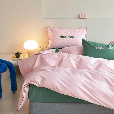 类全棉水A洗纯棉床上被套四件套棉刺绣色混搭拼南通纯棉床品86956