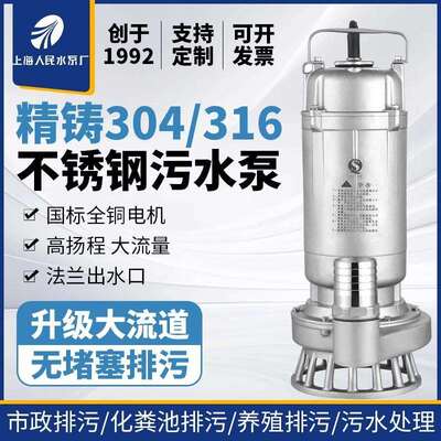 SRSC精铸304不锈钢316污水220V380V防腐蚀电镀化工污水泵
