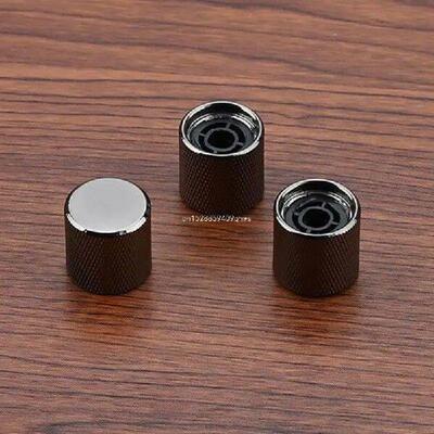 3 Pcs Electric Guitar Bass Volume Tone Dome Knob Metal