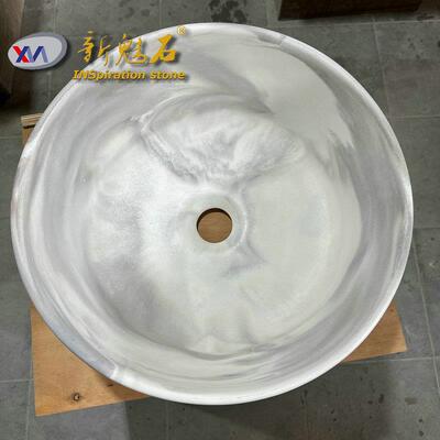 日系简约风圆形gfrc水泥台上盆单盆创意水墨风洗手池艺术盆