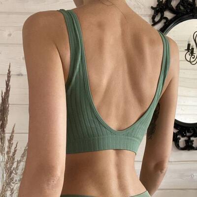 Women Seamless Sports Crop Top Sexy Bra Female Tube Tops Dee