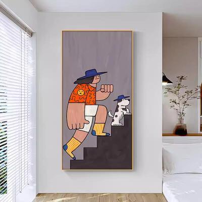 步HM-114步饰高升入户玄关装画版创意竖抽象励人物壁画现志代简约