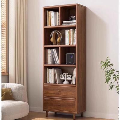 实木书架落地置物架用客收厅纳架书子墙家角窄缝小QDH型储物柜简