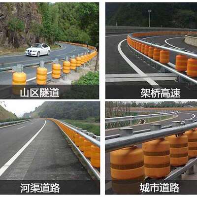 高速公路抗冲击滚筒式防撞护栏国道弯道减速旋转防撞桶吸能护栏厂