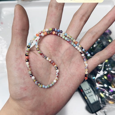 124卡4混彩千花琉璃珠一条