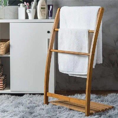 Bamboo Floor Clotheshorse Indoor Clothes Dryer Rack Towels