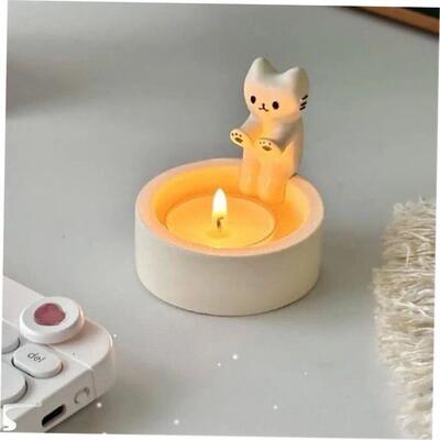 Candle Stand Adorable Cat Warming Paws Candle Holder Cute