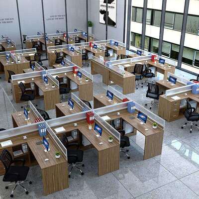 职员办公桌4人位十型办公桌工位屏风桌员工电脑桌office table