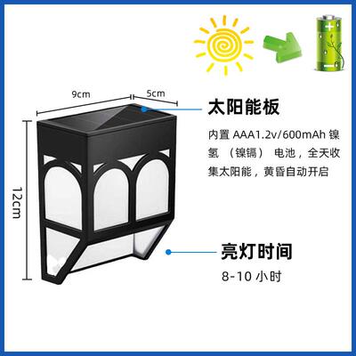 新款壁 户外防水围墙庭院灯花HJ-053园明景观篱灯笆太照阳能壁灯