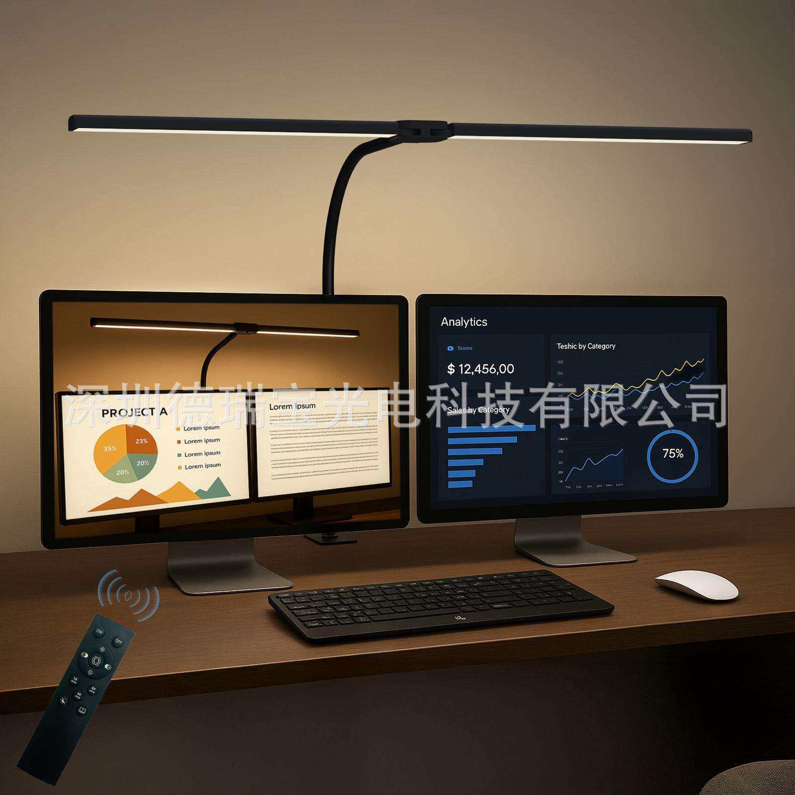led双头台灯双头夹子灯电脑屏幕灯补光桌面办公学习护眼台灯