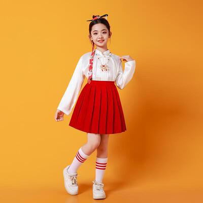 正品六一儿出童大合唱演服男女马童会面裙运动表演服诗歌朗诵国风
