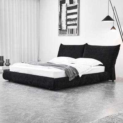 Standa花d瓣意式极简卧室床别墅家用实木布艺主卧r床网06011红婚