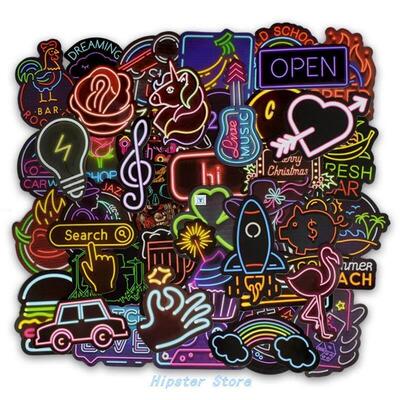 50 PCS NeoN LIght StICker ANIme ICoN ANImAL Cute DeCALS StIC