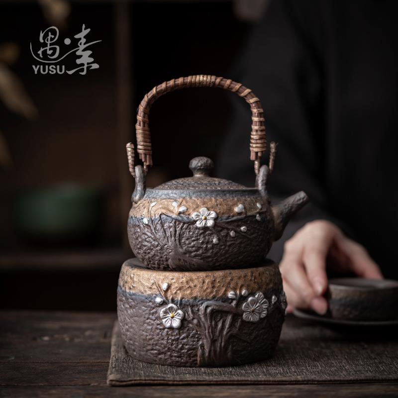 中式仿古茶壶温茶炉整套蜡烛加热炉提梁壶套装家用功夫茶具泡茶壶