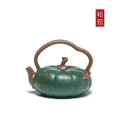 原矿段泥粉浆全手工薄胎无恙南瓜提梁100ML仿生泡茶壶宜兴紫砂壶