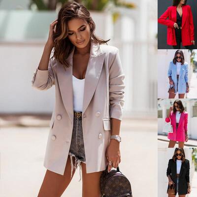 Long sleeved suit collar jacket for women