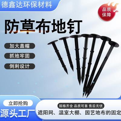 防草布地园艺果园农田黑色塑料钉大钉棚地膜厂家钉塑地TDJ料地钉