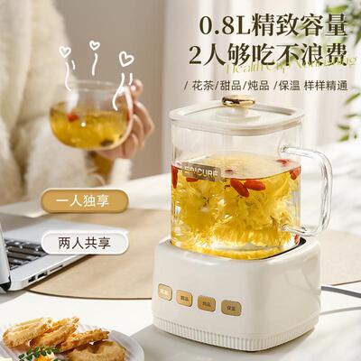 EPICURE方型分体玻璃养生壶多功能家用办公室迷你煮茶烧水壶0.8L