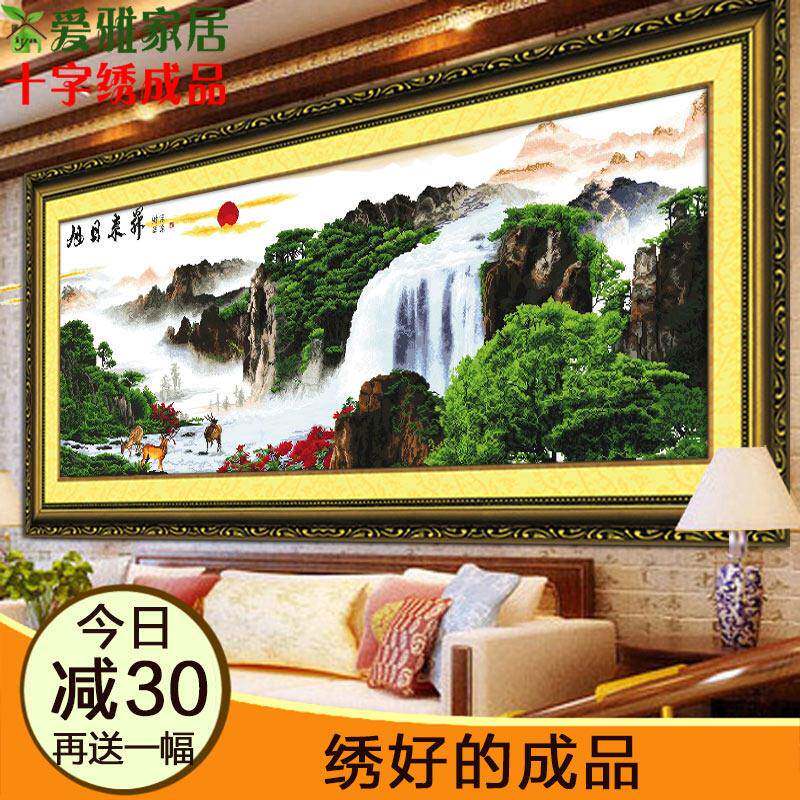 2025新款线 线绣旭日东升十字绣成品机绣已绣好的出售山水画 画客