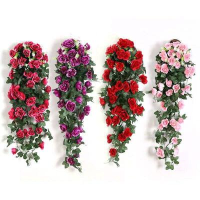 Artificial Flowers Rattan Fake Plants Vine Decoration Wall H