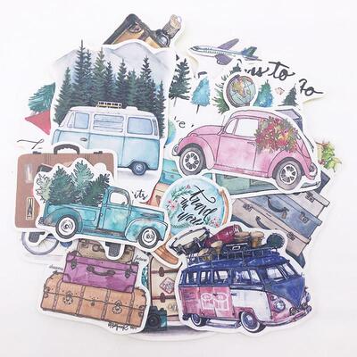24PCS DIY scrapbooking hand-painted stickers plant trees car