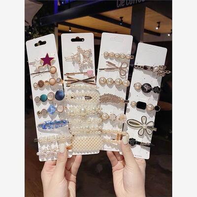 Korean INS red hair accessories rhinestone pearl hairpin se