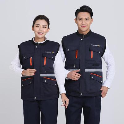 冬季工装中远棉马甲反光条工作服加厚保暖工作服劳保服可加印logo