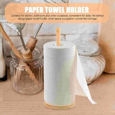 Paper Towel Holder Bamboo Toilet Paper Storage Bathroom