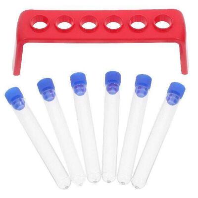 6pcs Scientific Experiment Set Plastic Test Tubes With Rack