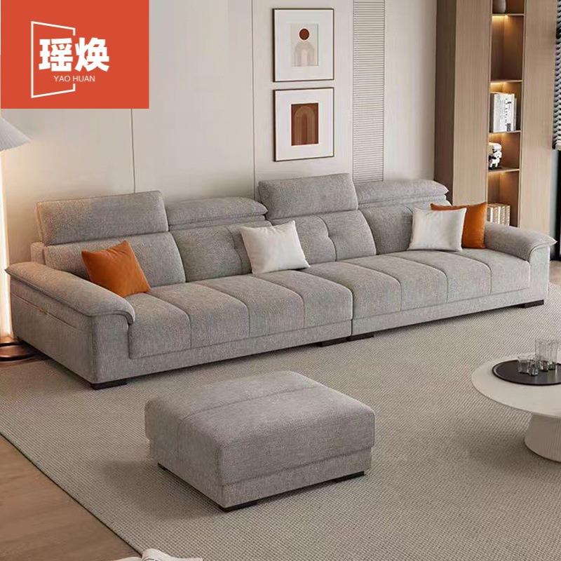 2025新款家用客厅棉麻沙发猫爪皮布艺现代简约直排三人位沙发组合