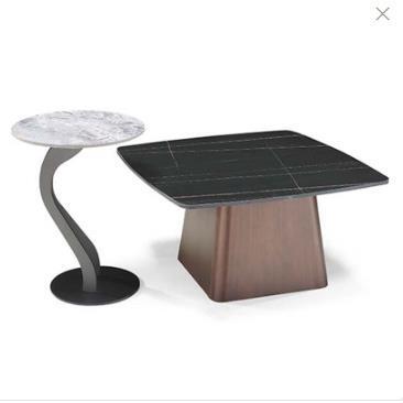 SSM28#意式轻奢岩板茶几现代简约客厅家用大小圆茶几桌组合办公室