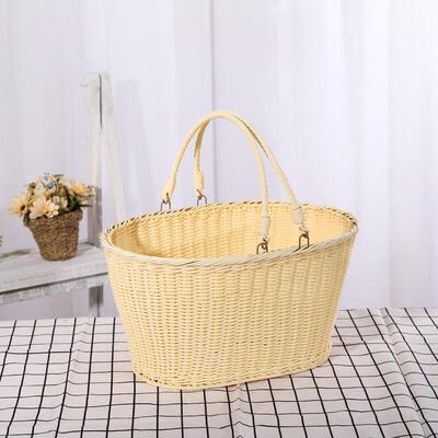 新编品源头仿藤编柳编草野织手提购篮收纳物菜篮6M695H97手提花篮