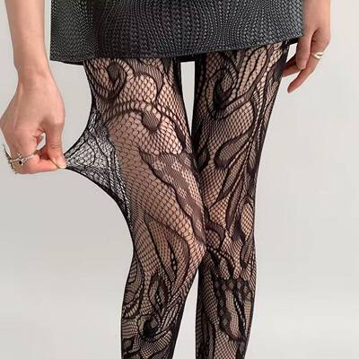 Women Sheer Tights Pantyhose Fishnet Cut-out Mesh See