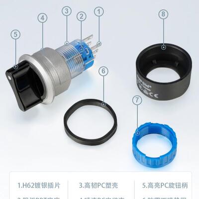 中国红波欧宝龙ONPOW22mm二档三档自复保持LAS1-AW钥匙旋钮开关